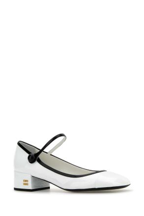 Miu Miu Womens White Leather Pumps Bianconero Vitello Scarpe Con Tacco High Heel Shoes