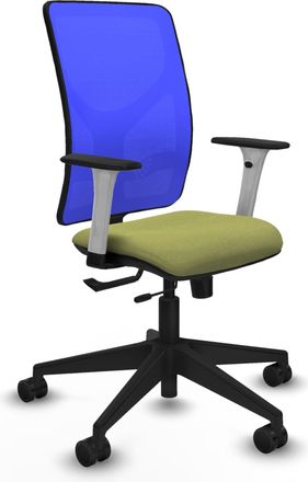 Piqueras y Crespo Idealer Arbeitsstuhl mit wei&szlig;en und schwarzen Armlehnen, h&ouml;henverstellbare Lendenwirbelst&uuml;tze, ausgestattet mit Syncro/Traslack und Schneideschaum, Bl