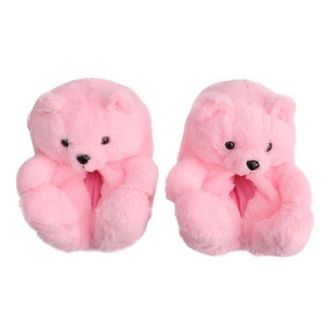 Holibanna Healeved Pantoufles DInt&eacute;rieur Femme en Peluche Ours Pantoufles DHiver Doux et Chauds Antid&eacute;rapants Taille Unique Couleur Rose Chaussures Confortables