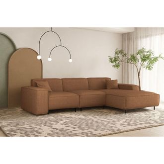 Fun M&ouml;bel Ecksofa Designersofa GLORIA in Stoff Artico Rostbraun Ottomane Rechts