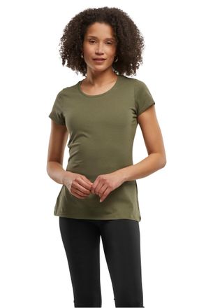 Build Your Brand Damen Basic Tee - Figurbetontes Baumwoll T-Shirt mit Rundhalsausschnitt & kurzen &Auml;rmeln, ideal f&uuml;r Alltag, Freizeit & Veredelung,Olive,XXL