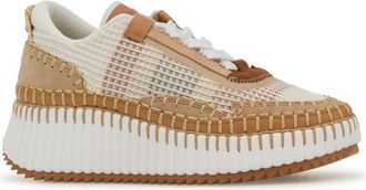 Chlo&eacute; Mixed-Material Low-Top Sneaker - Brown