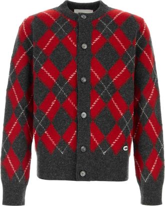 Ami Bestickte Strickjacke aus Wolle - - Knitwear - Herren - Mehrfarbig - L