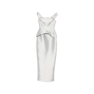 Solace London Pieta Off-shoulder Peplum-hem Maxi Dress