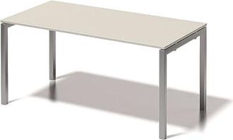 Bisley Cito Schreibtisch, 740 mm höhenfixes U-Gestell, Metall, Gw355 Dekor Grauweiß, Gestell Silber, 80 x 160 x 74 cm