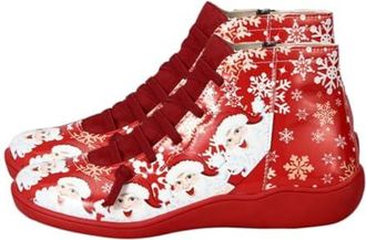 BESPORTBLE Bottines de No&euml;l Courtes pour Femmes Chaussures D&eacute;contract&eacute;es de Fin Ann&eacute;e pour Automne et Hiver