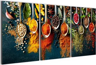 Runa Art Bilder K&uuml;che 40 x 60 cm - 3 Bilder 3 Teilig Wandbild auf Vlies Leinwand Gew&uuml;rze Farben Mehrteilig Modern 056736a