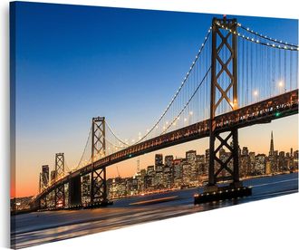 Islandburner Leinwandbild San Francisco Skyline Bay Bridge Sonnenuntergang Kalifornien Verwenden Gemälde Drucke für Wohnzimmer Büro