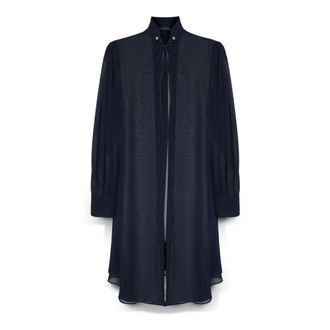 Elena Miro Lange Georgette Bluse - - Blouses & Shirts - Damen - Blau - S
