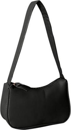 Generic Sac à main pour femme - Sac à bandoulière en cuir synthétique avec fermeture éclair et sangle réglable - Pour le quotidien et les loisirs, Noir (01), 