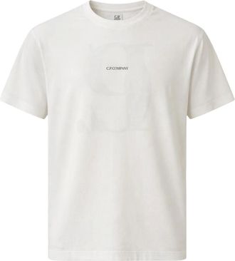 C.P. Company C.p. Company, Homme, Tops, Blanc, Taille: L T-Shirt Logo Manches Courtes 30/1 Jersey