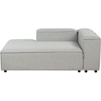 Beliani Chaiselongue Hellgrau Stoff Rechtsseitig Modul-R&eacute;camiere mit Niedriger R&uuml;ckenlehne Wohnzimmerm&ouml;bel Modern Skandi Wohnzimmer Sitzm&ouml;bel