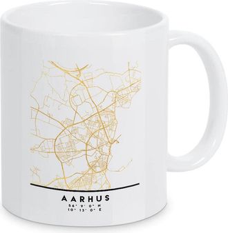 artboxONE Tasse AARHUS Denmark Street MAP Art von Emiliano Deificus - Kaffeetasse St&auml;dte