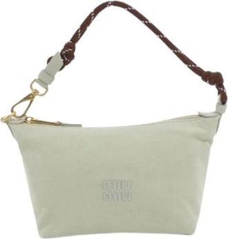 Miu Miu Sac Gabardine Nastro Pre-owned - Femme - Pre-owned - Beige - Taille: ONE Size
