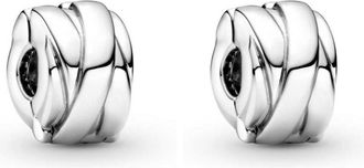 Pandora Polierte B&auml;nder Clip Charm in Sterling-Silber Moments Collection (Packung mit 2)