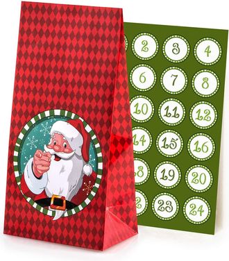 Pajoma 50272,Adventskalender AA8Santa Claus,1 x 24Tüten zum Befüllen, inkl. Zahlensticker