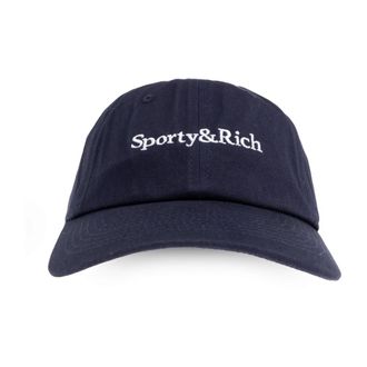 Sporty & Rich Homme, Accessoires, Bleu, Taille: ONE Size Serif Logo Hat