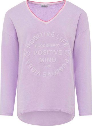 Zwillingsherz Sweatshirt Positive Mind Neon Kante mit Kontrastnaht, V-Neck, washed out Optik, langarm