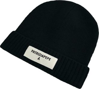 Patrizia Pepe Femme, Accessoires, Noir, Taille: ONE Size Rib Knit Beanie