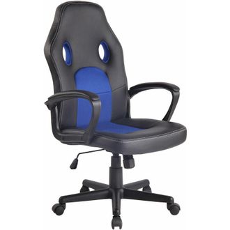 Clp Design sportif de chaise de bureau en cuir eco avec roues hauteur réglable différentes couleurs Couleur : Noir et bleu