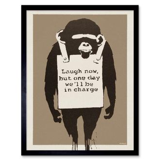 Wee Blue Coo Banksy Laugh Now Graffiti Street Art Print Framed Poster Wall Decor Kunstdruck Poster Wand-Dekor-12X16 Zoll