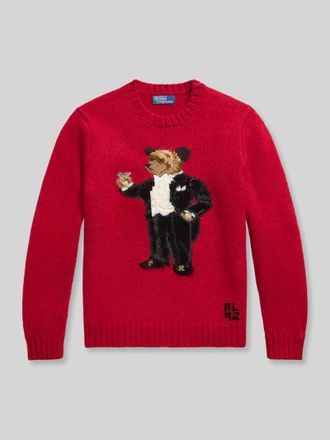 Polo Ralph Lauren Regular Fit Pullover aus reiner Wolle mit Polo-Bear-Intarsie