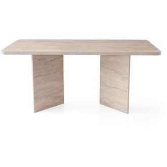 Habitat et Jardin Table &agrave; manger en bois Lizzard 180 x 90 x 77 cm - Travertin