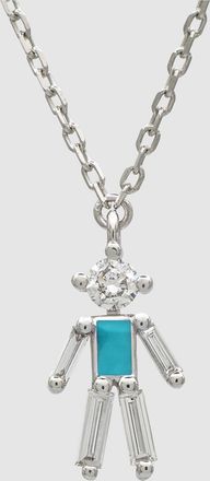 Little Ones Paris Collier Pendentif Gar&ccedil;on Argent Fresh Turquoise 45cm