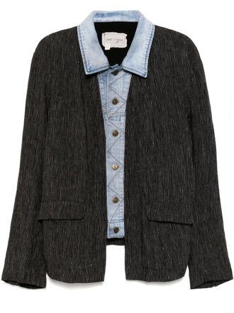 Greg Lauren surchemise à empiècements contrastants - Noir