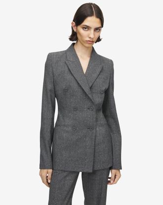 Alexander McQueen Zweireihige Jacke Flecked Glen Check - Item 857675QJAFV1080