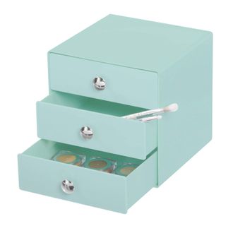 InterDesign iDesign Drawers Make-Up-Organizer | hochwertige Aufbewahrungsbox f&uuml;r Schminke, Kosmetika & Co. | Schubladenbox mit 3 Schubladen | Kunststoff mint, 1 S