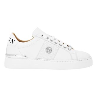 Philipp Plein unisex, Chaussures, Blanc, Taille: 46 EU Mix Leather Lo-Top Baskets Hexagon