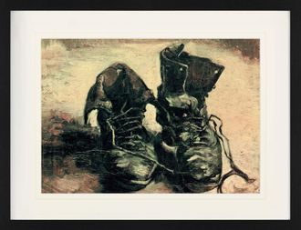 1art1 Vincent Van Gogh Poster Stilleben, EIN Paar Schuhe, 1886 Gerahmtes Bild Mit Edlem Passepartout | Wand-Bilder | Im Bilderrahmen 80x60 cm