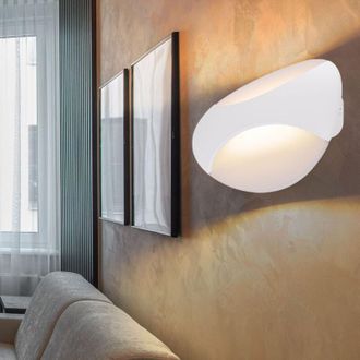 Globo Lighting Led Wand Lampe Metall Leuchte Wei&szlig; Oval Wohn Schlaf Zimmer Flur Beleuchtung
