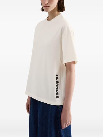 Jil Sander Logo-Embroidered Cotton T-Shirt - Cream