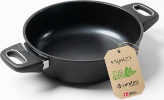 Squality Premium Sauteuse Pfanne 24 cm Doppelgriff - PFAS-freie Antihaft Pfanne aus D&auml;nemark | Ofenfest bis 260 &deg;C, induktionsgeeignet, ergonomisch geformt, f&uuml;