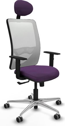 Piqueras y Crespo Center Center Zulema mit 1D-Armlehnen, h&ouml;henverstellbare Lendenwirbelst&uuml;tze und festes Kopfteil, ausgestattet mit 3 Positionen, Wei&szlig;/Violett
