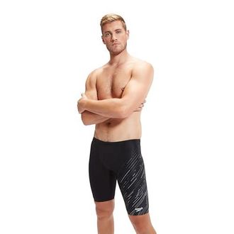 Speedo Hyperboom V-Cut Jammer | Quick Drying | Training | Fitness | Chlorine Resistant, Noir/Gris Anthracite/Blanc, 38 Garçon