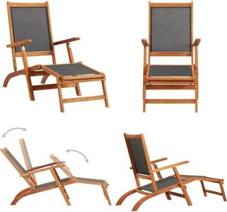 vidaXL Vidaxl - Liegestuhl Akazie Massivholz und Textilene - Holz Liege - Gartenstuhl - Sonnenliege - Akazienholz Möbel - Wetterfest - Home & Living