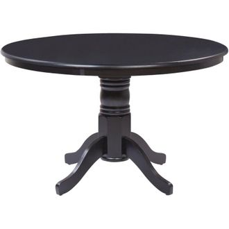 Beliani Table Ronde Salle &agrave; Manger Vintage 120 cm avec Pied Central en Bois Noir Akron