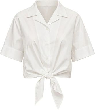 Alessandro Enriquez Femme, Blouses et Chemises, Blanc, Taille: 44 FR Camicia Crop Nodo Pop