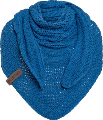 Knit Factory Dreiecksschal Sally - Damen Strickschal mit Wolle - Grob gestrickten Schal - Hochwertige Qualit&auml;t - XXL Schal - 220x85 cm - Cobalt