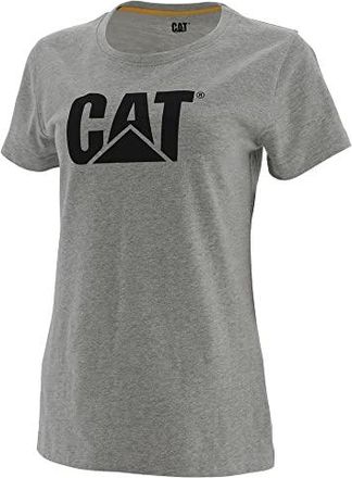 CAT Cat erpillar T-shirt avec logo TM pour femme, Gris chin&eacute;, Taille S