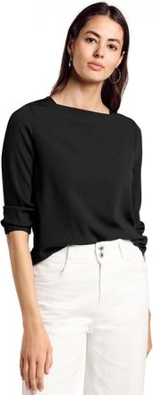 Street One Damen A321752 Struktur-T-Shirt, Schwarz, 40