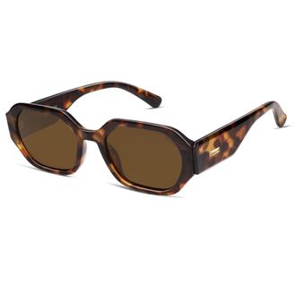 Sojos Retro Sechseckige Polarisierte Sonnenbrille Damen Kunststoff Rechteckig Trendy 90er UV400 Schutz Groß Sonnenbrille SJ2232