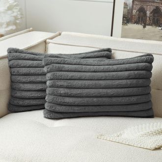 Miulee Plüsch Kissenbezug 30x50 Deko Flauschige Kissenbezüge Kunstpelz Fell Sofakissen Flauschig Dekokissen Kissenhülle für Wohnzimmer Schlafzimmer Sofa Kusc