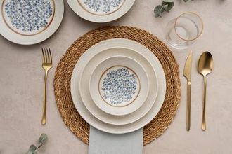 Hermia Elegant 24-Piece Dinner Set, 100% Porcelain | Includes Service Plates, Bowls, Dessert Plates | Dishwasher & Microwave Safe | Perfect for Any Occasion