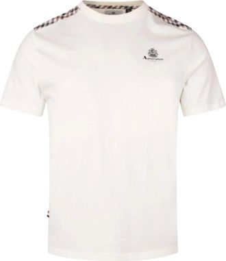 Aquascutum Homme, Tops, Blanc, Taille: M Club Check Details Tee Blanc