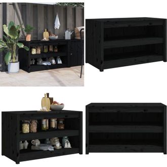vidaXL Outdoor-K&uuml;chenschrank Schwarz 106x55x64 cm Massivholz Kiefer - K&uuml;chenm&ouml;bel - Gartenm&ouml;beln - Esszimmertisch - Holzm&ouml;bel - Outdoor K&uuml;che - Home & Living