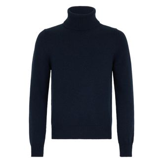 Malo Homme, Pulls, Bleu, Taille: XL Pull Col Roul&eacute; en Cachemire
